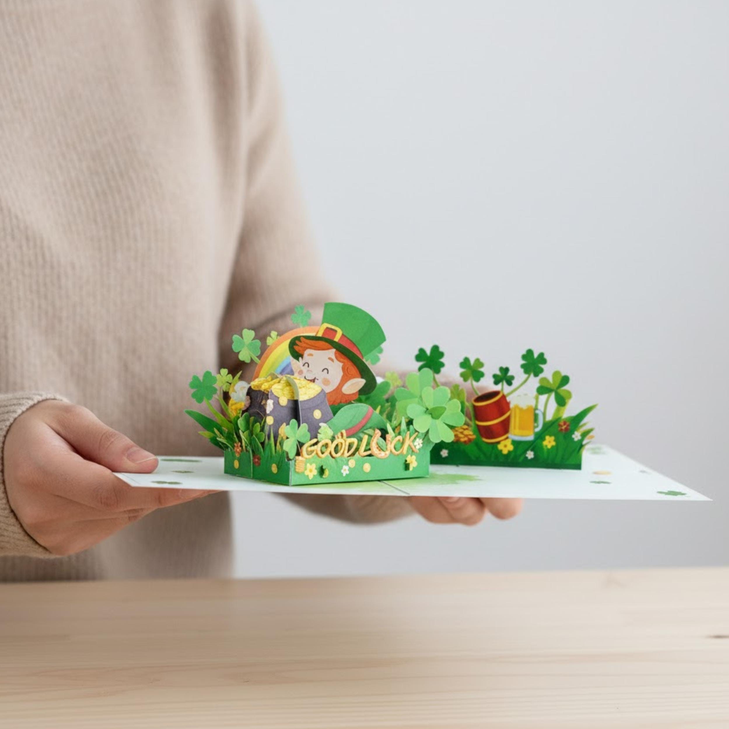 St Patrick’s Day Pop up Card 6x8 3D Popup Card, Irish Shamrock Greeting ...