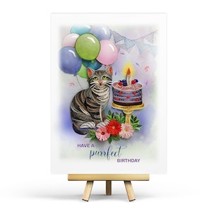 Happy Birthday Quilling Card, Have a Purrfect Birthday Card, Funny Cat ...