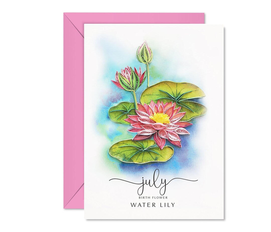 Happy Birthday Quilling Card, July Birth Flower Card, July Birthday ...