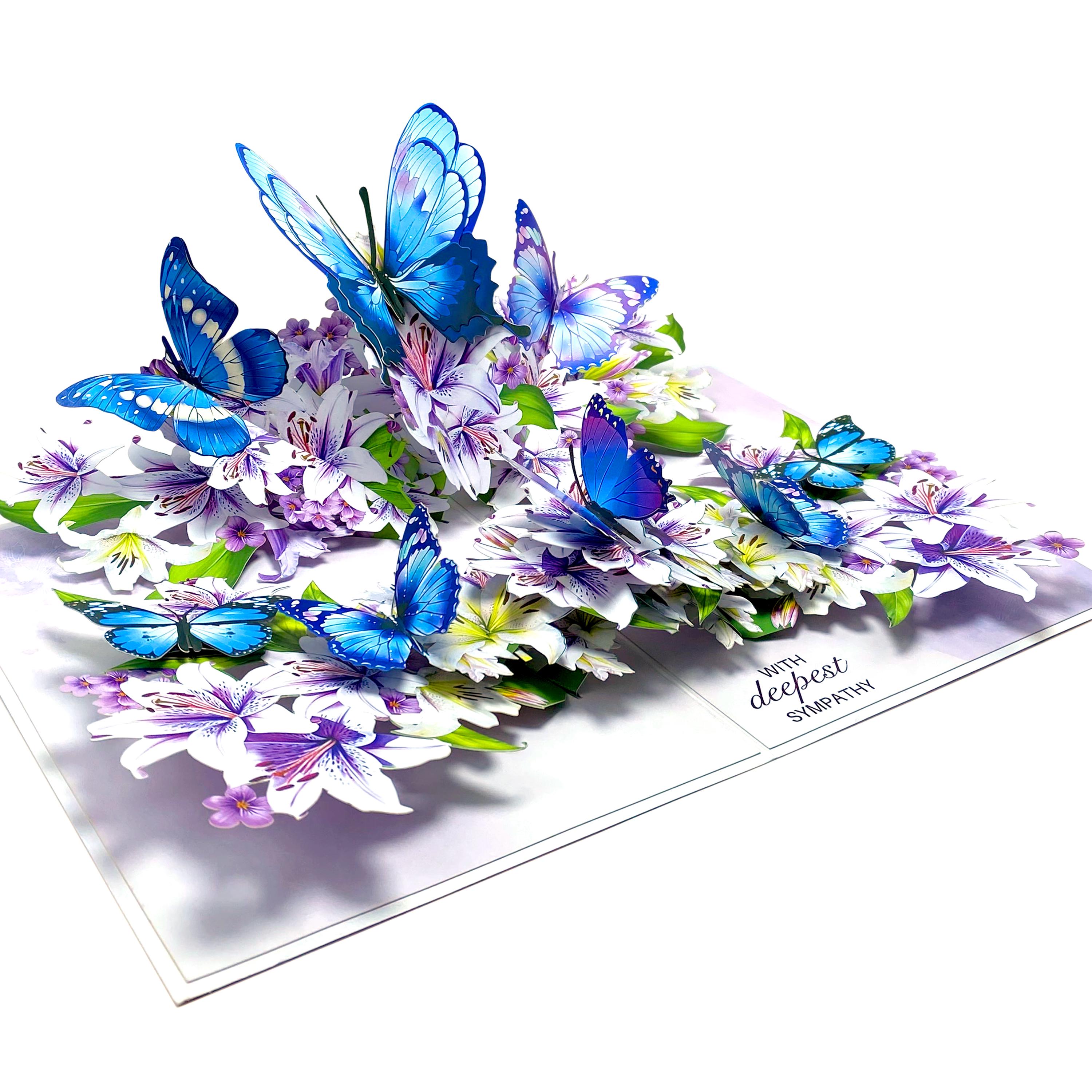 Lily and Butterfly Sympathy Pop up Card 6x8 3D Popup Card, Blue ...