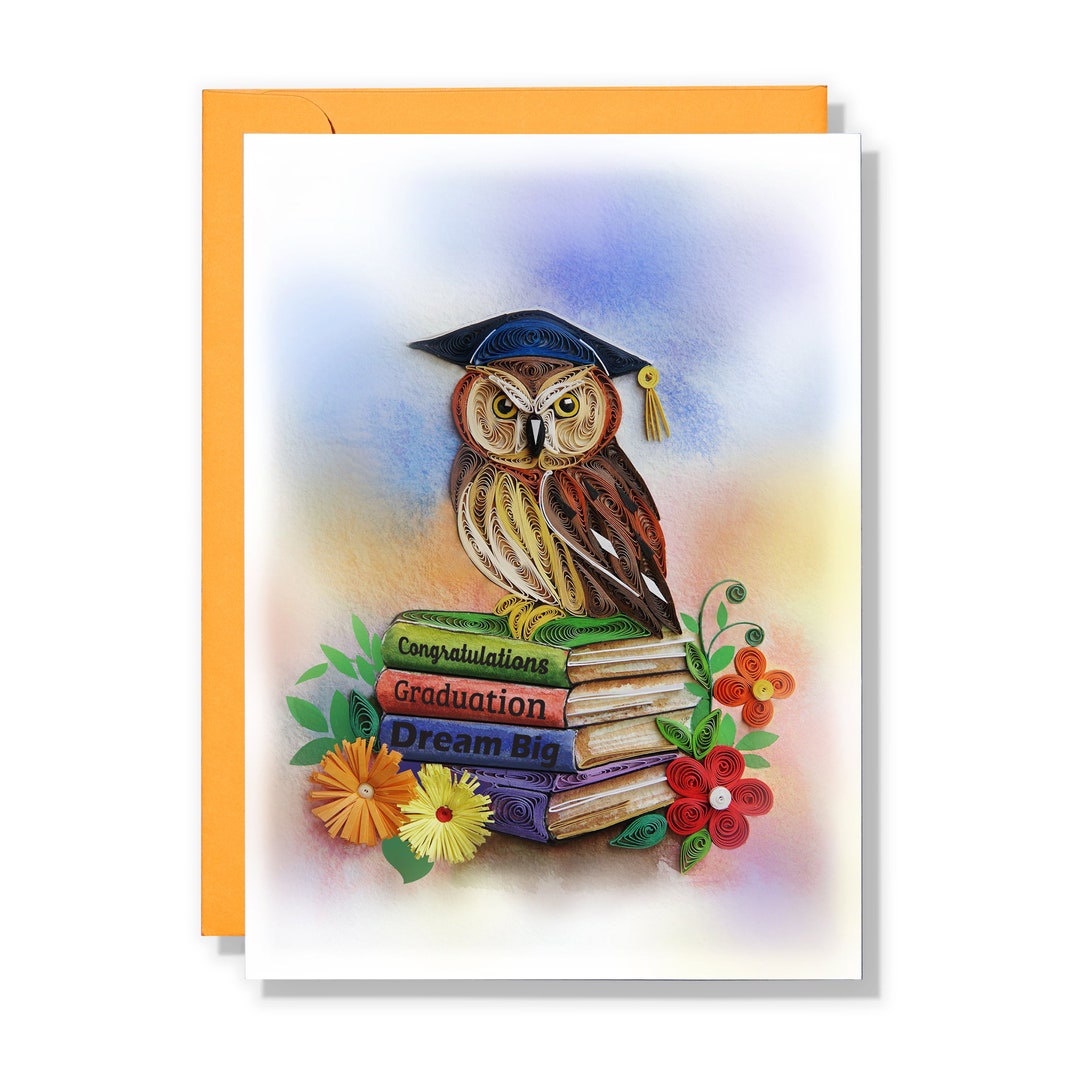 Owl and Book Graduation Quilling Card, High School Graduation Card ...