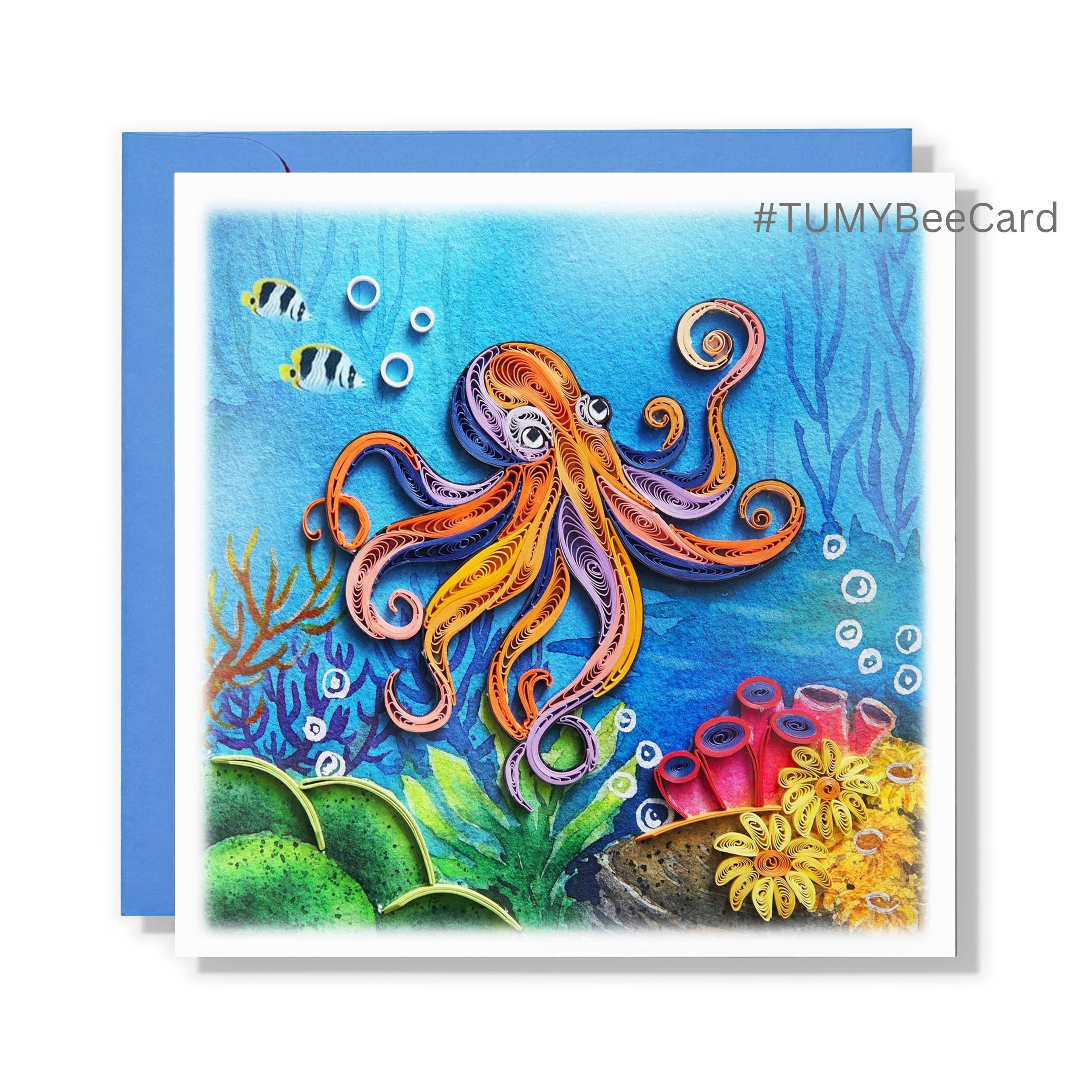 Handmade Octopus Under the Sea Greeting Card, Colorful Under the Sea ...