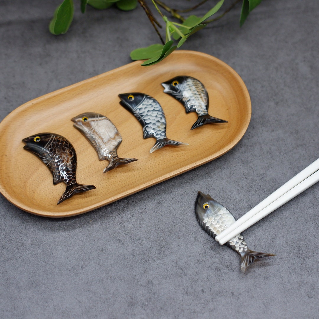 Handmade Natural Buffalo Horn Cute Fish Chopstick Rest, Luxury ...