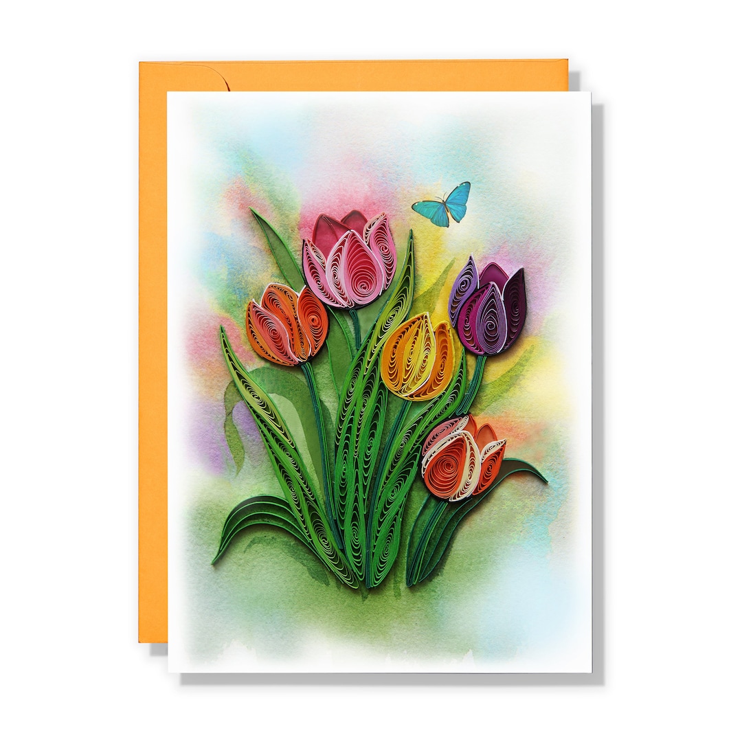 Colorful Tulip Flower Card, Mothers Day Greeting Card, Tulip Card for ...