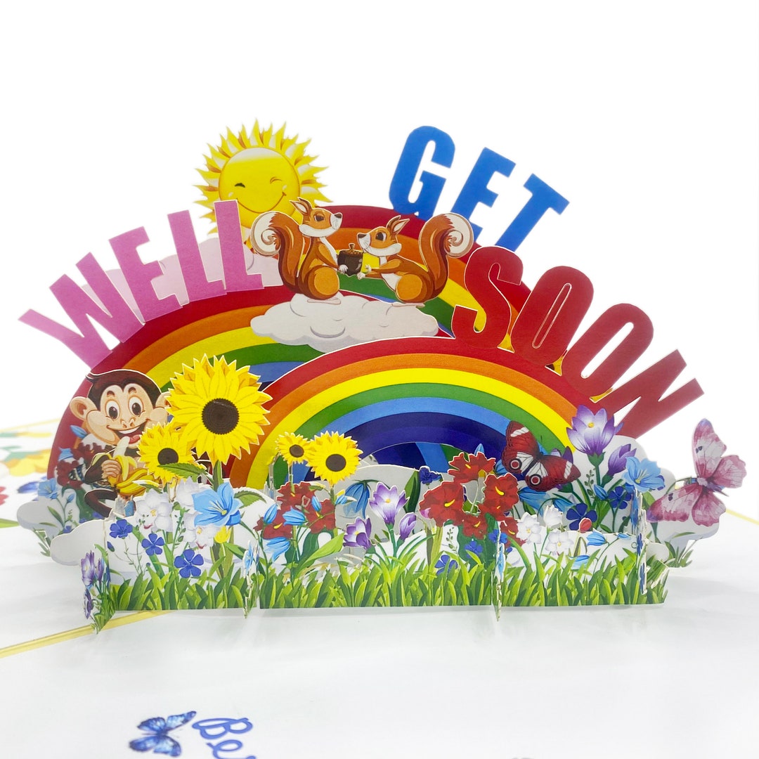Get Well Soon Pop up Card, Colorful Get Well Soon Pop up Card for All ...