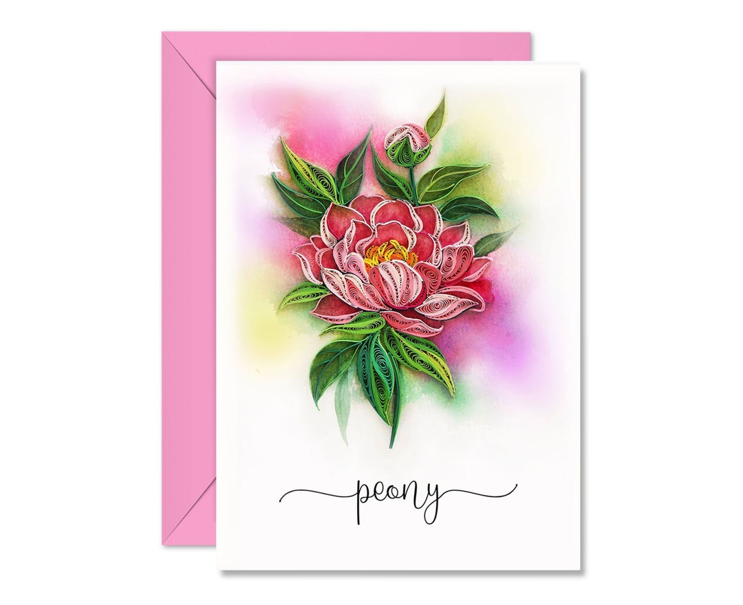 Happy Birthday Quilling Card, Peony Flower Card, Birthday Gifts, Peony ...