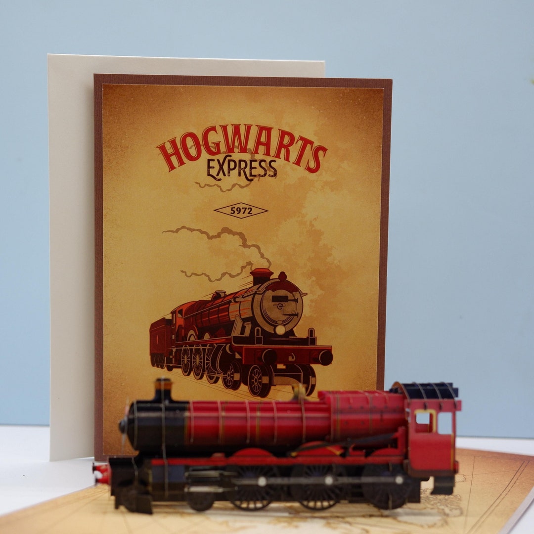 Hogwarts Express Red Steam Train Card, 3D Pop up Card, Handcrafted Eco ...