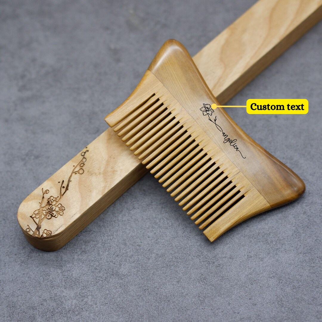 Personalized 12 Birth Month Fine Toothed Wooden Comb, Anti-static Hair ...