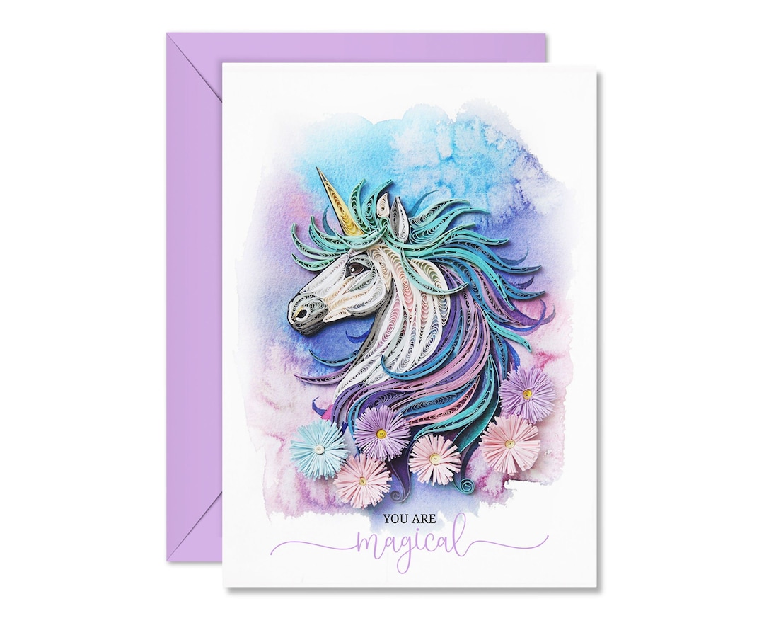 Mother's Day Quilling Card, Happy Birthday Quilling Card, Unicorn Card ...