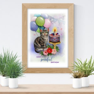 Happy Birthday Quilling Card, Have a Purrfect Birthday Card, Funny Cat ...