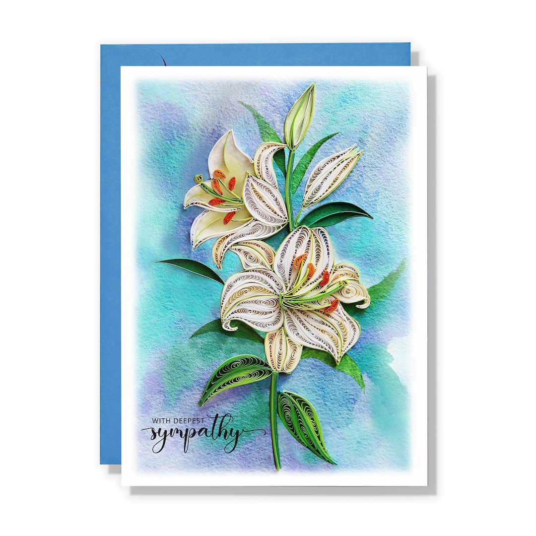 White Lily Sympathy Card, Sympathy Greeting Card With Envelop, Dove ...