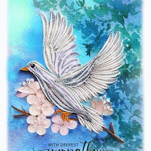 Quilling Dove Sympathy Card, Sympathy Greeting Card With Envelop, Dove ...