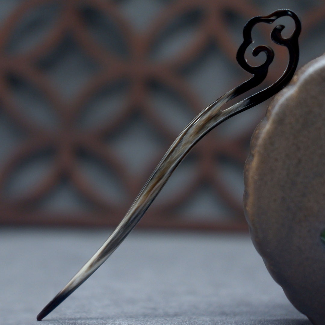 Genuine Buffalo Horn Hair Forks, Natural Horn Simple Stick Hair Forks ...