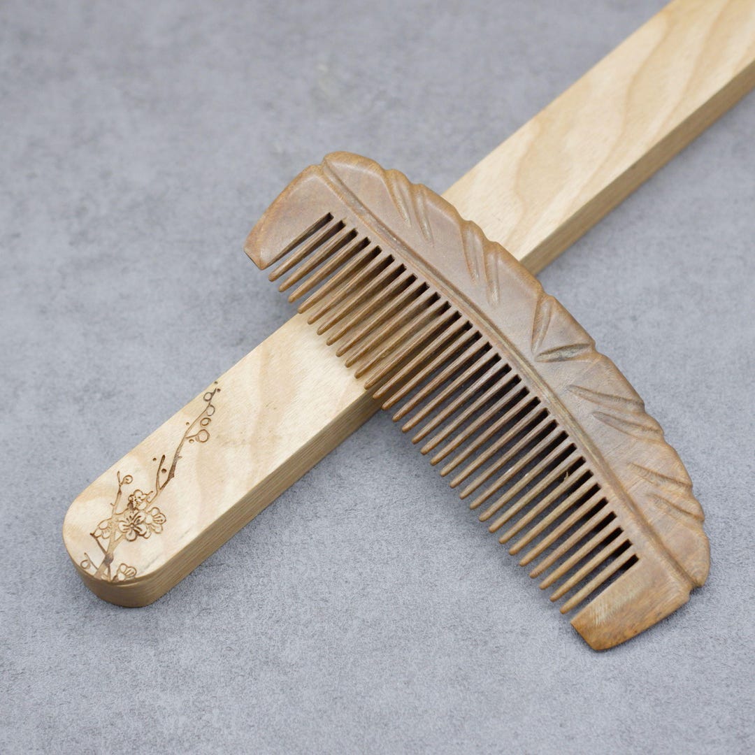 Personalized 12 Birth Month Fine Toothed Wooden Comb, Crescent Shape ...