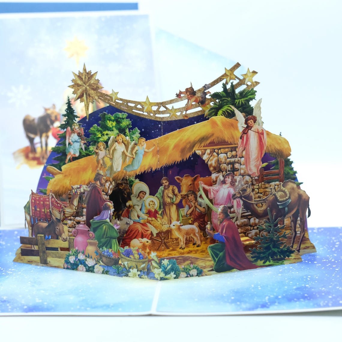 Christian Nativity Night Scene, Religious Holiday Card, 3D Pop up Card ...