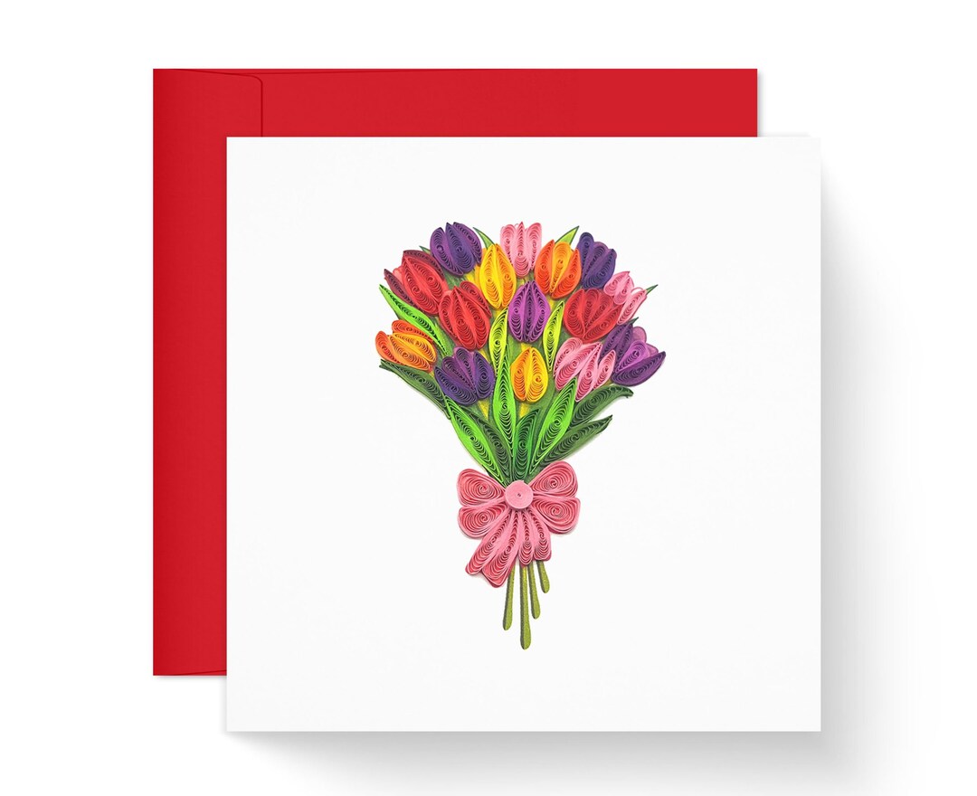 Multicolor Tulip Floral Card Brilliant Flower Greeting Card - Etsy