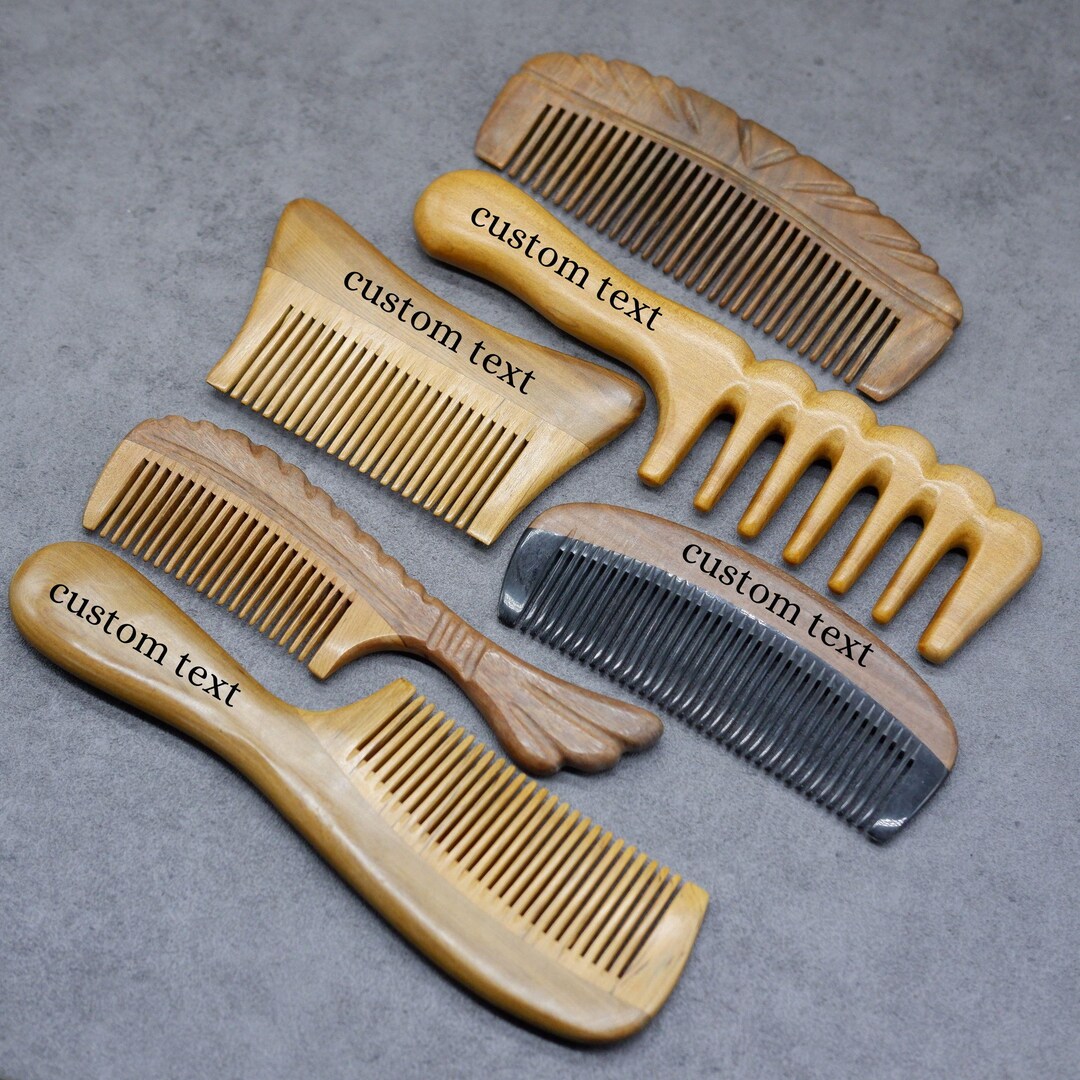 Personalized Custom Text Wide Toothed Wooden Comb, Eco-friendly, Anti ...