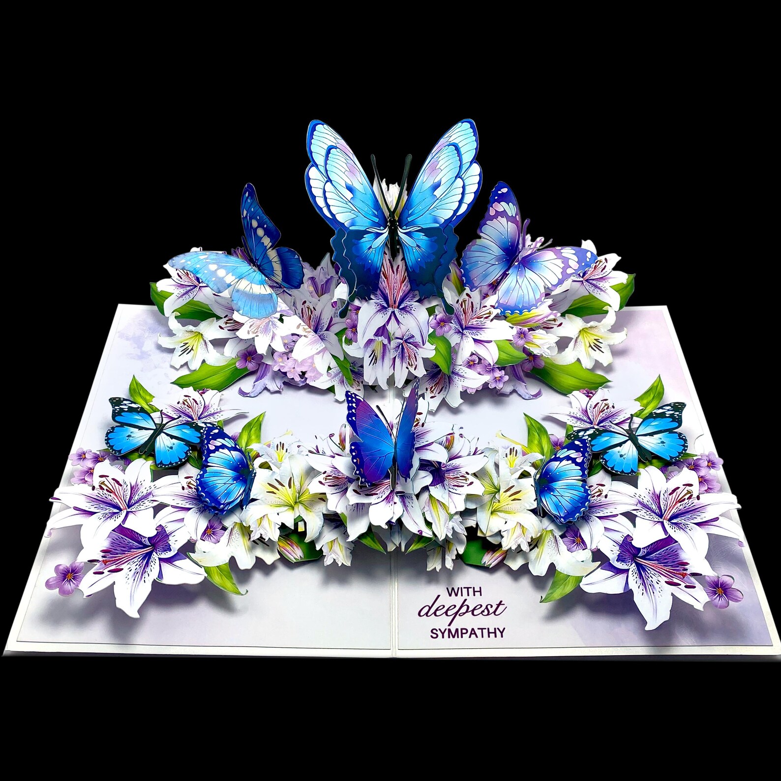 Lily and Butterfly Sympathy Pop up Card 6x8 3D Popup Card, Blue ...