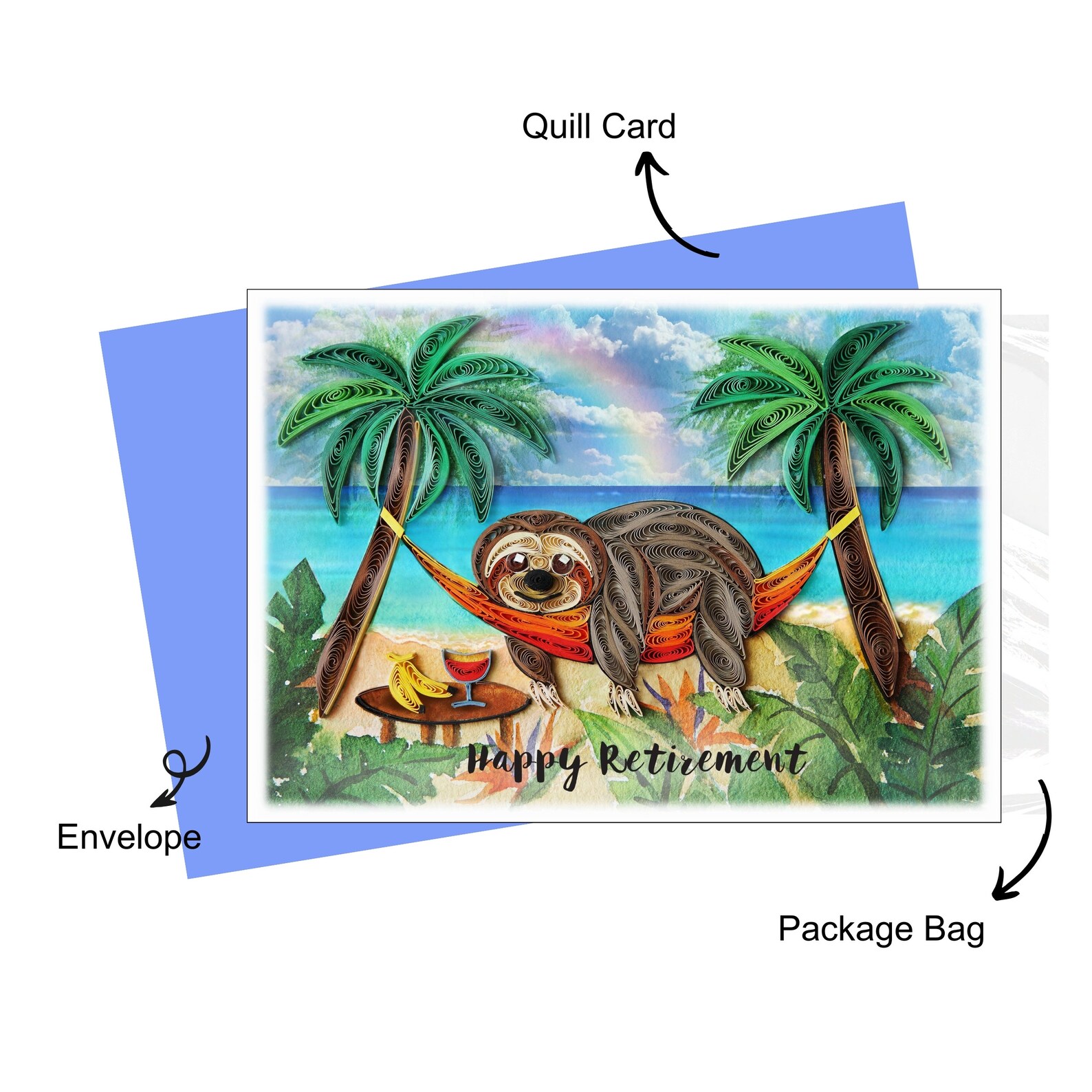 Sloth Happy Retirement Quilling Card, Cute Card for Retirement, Time of ...