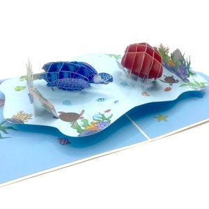 Sea Turtle Pop up Card, Colorful Animal Pop up Card, Animal 3D Pop up ...