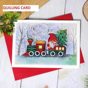 Christmas Train Pop up and Quilling Card Card, Christmas Train With Joy ...