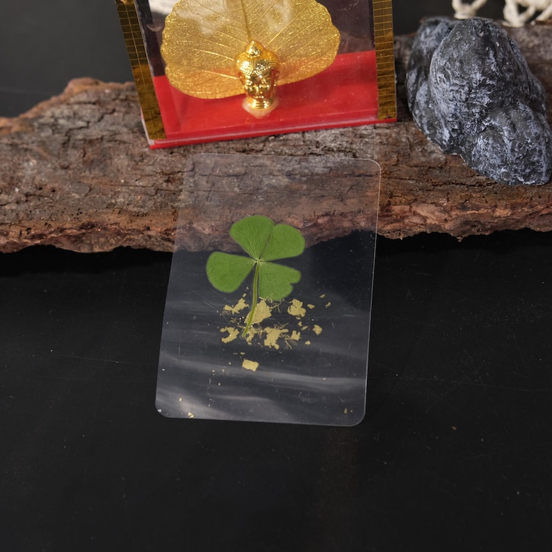 Real Four Leaf Clover Card, Dried Clover Laminated Good Luck Charm ...