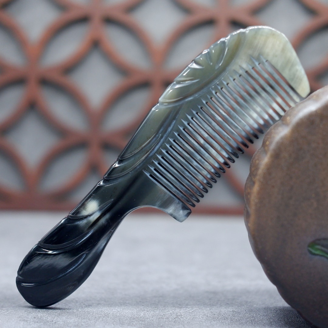 Personalized Natural Buffalo Pocket Horn Comb, Handmade Elegant Massage ...