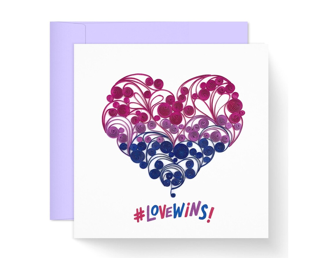 Bisexual Pride, Pride Card, Bi Pride Greeting Card, LGBTQ Quilling Card ...