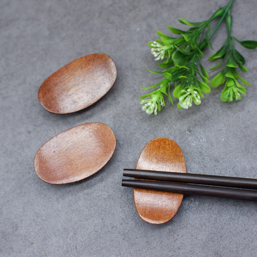 Cute Oval Natural Wooden Chopstick Rest, Luxury Wood Chopstick or Spoon ...