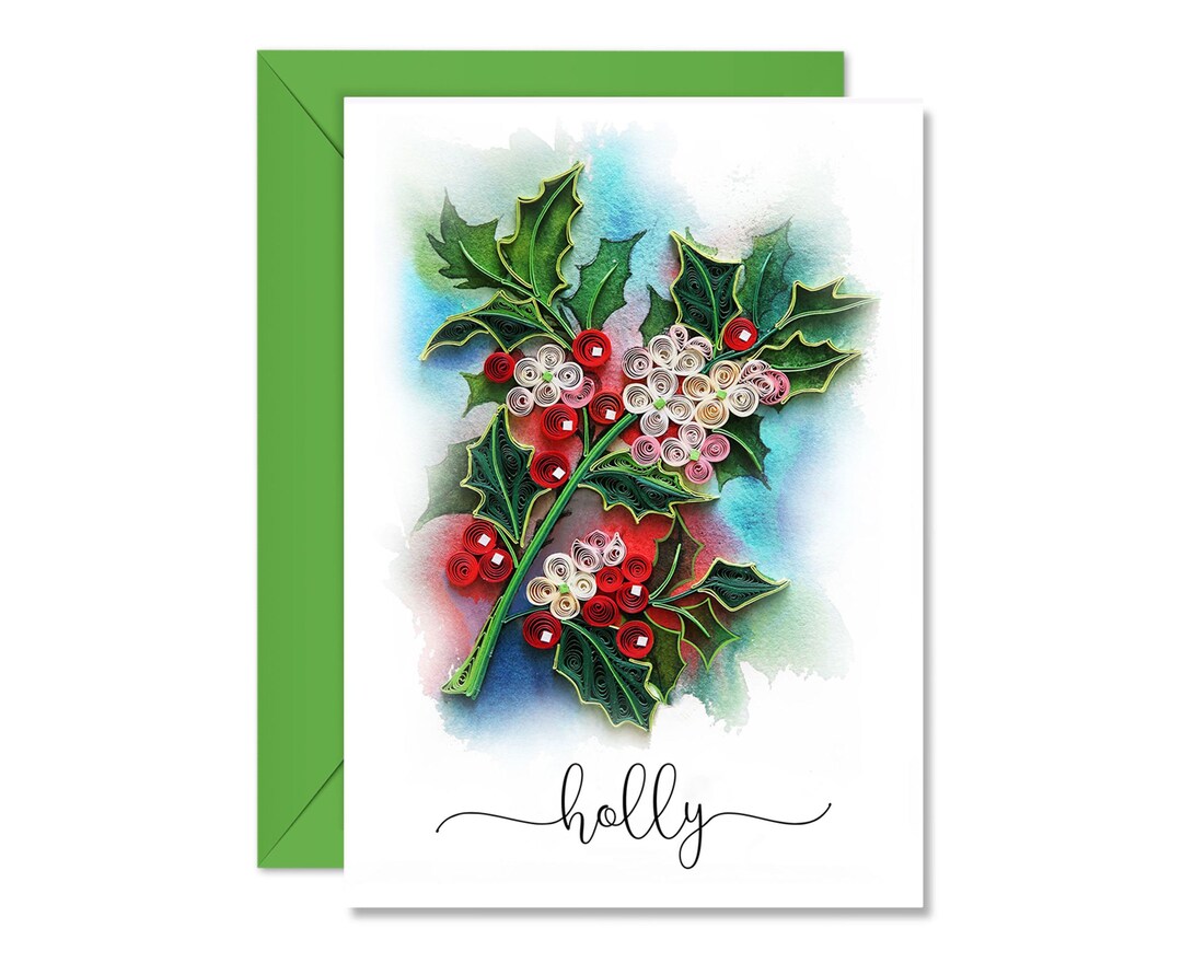 Happy Birthday Quilling Card, Holly Flower Card, Birthday Gifts, Holly ...