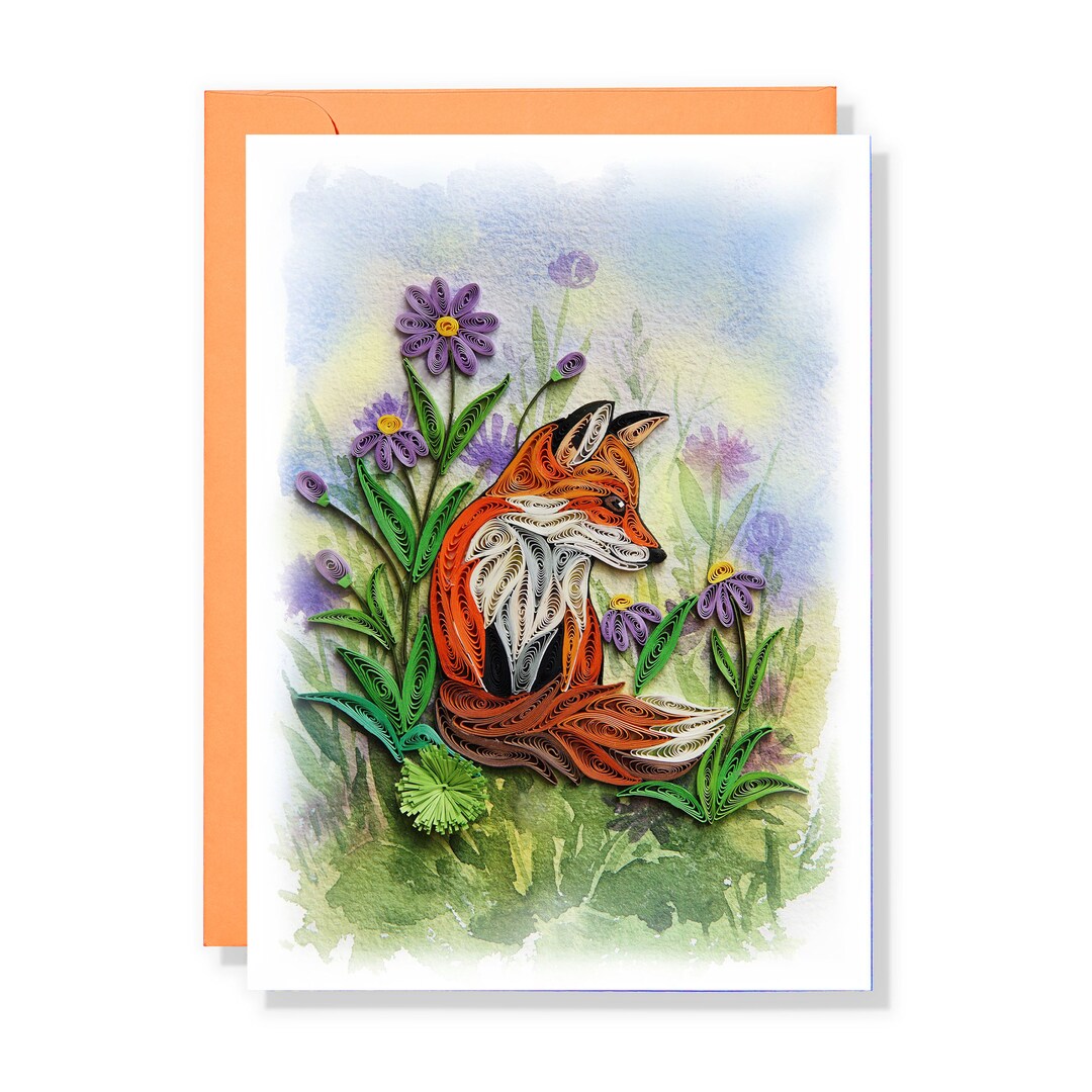Happy Birthday Quilling Card, Aster and Fox Flower Card, Birthday Gift ...