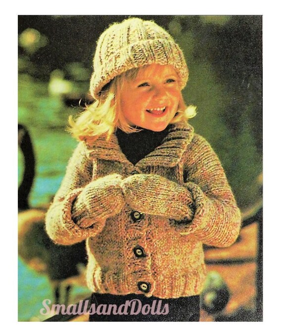 Kits & How To Sewing & Fiber Vintage Aran Jacket with Cuffs & Hat ...
