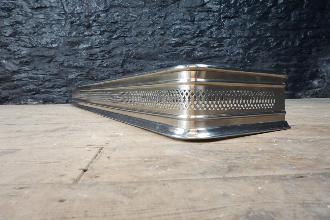 Large Antique Stainless Steel Fire Kerb / Guard ~ 156cm Wide ...