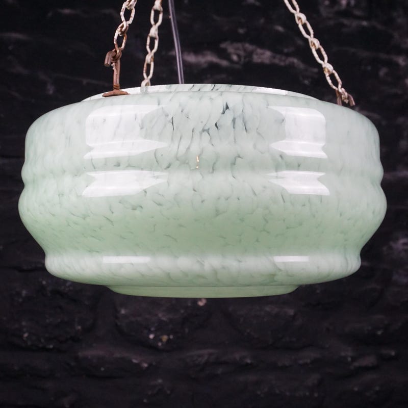 Glass Pendant Light Art Deco Green - Etsy UK
