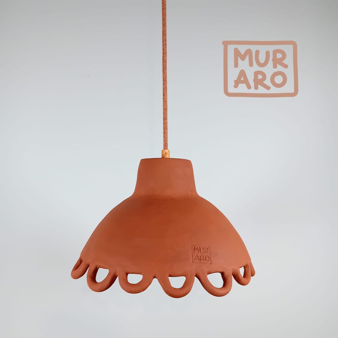 Bohemian Terracotta Ceiling Light Ceramic Pendant Lamp Shade Organic ...