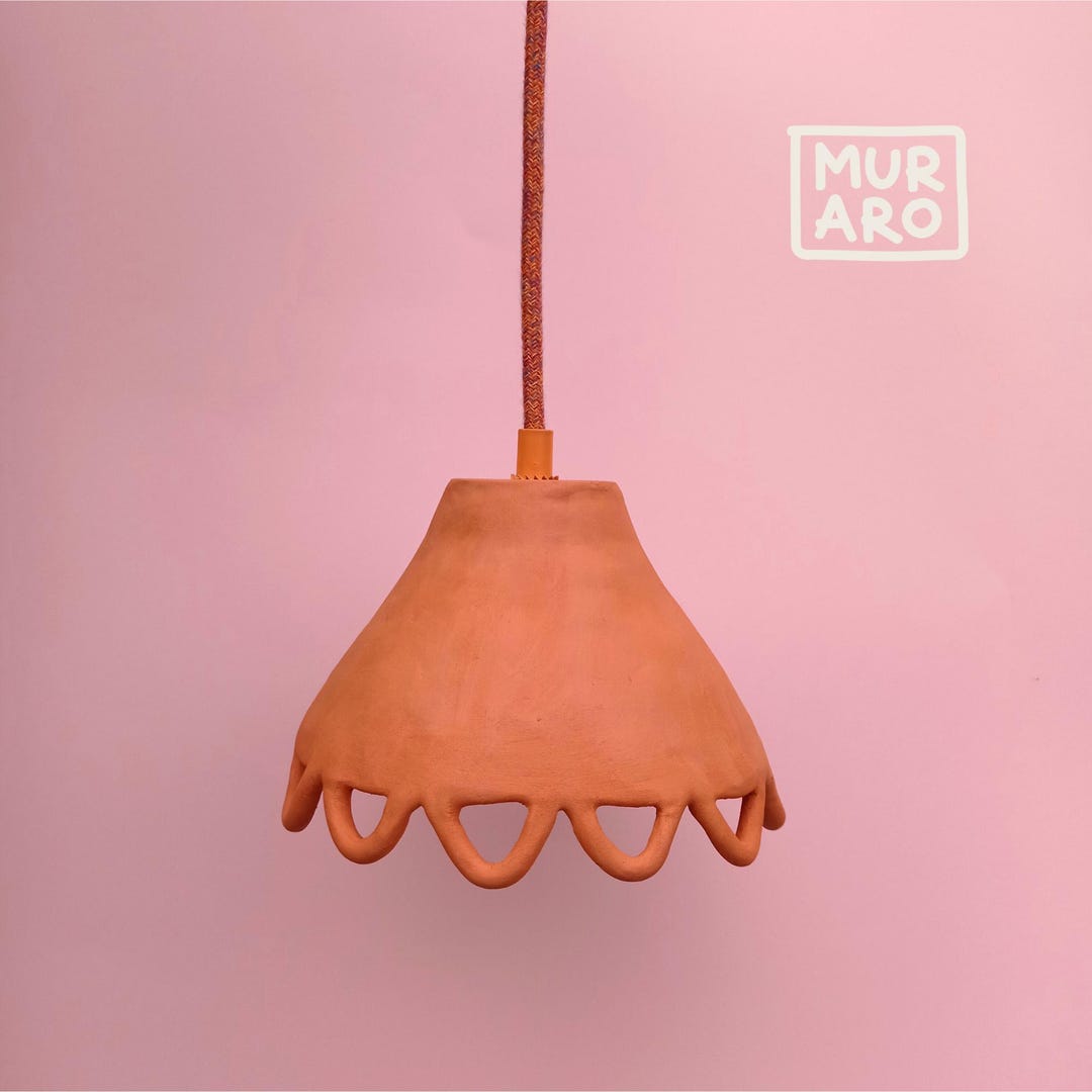 Rustic Terracotta Pendant Light: Handmade Ceramic Lampshade - Etsy