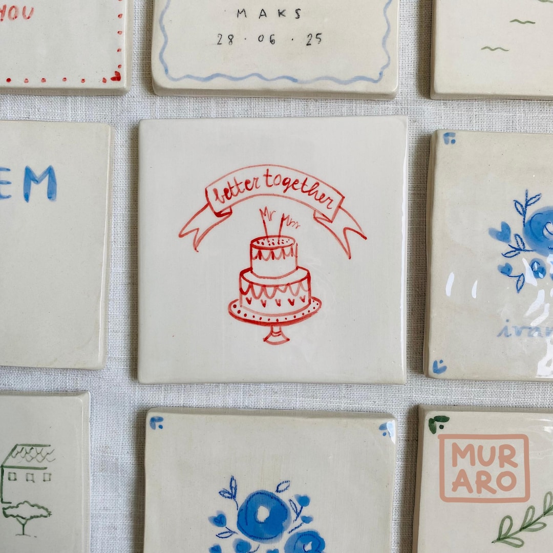 Personalized Ceramic Tile Set: Handmade Keepsake Gift - Etsy
