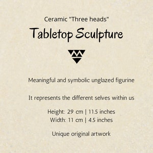 3 Head Whimsical Sculpture | Ceramic Tabletop Zen Figurine | Pagan ...