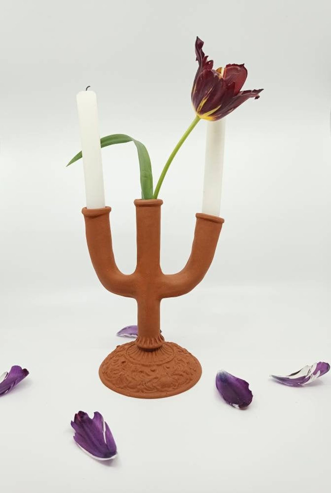 3 Arms Ceramic Candelabra Handmade Eclectic Candlestick - Etsy