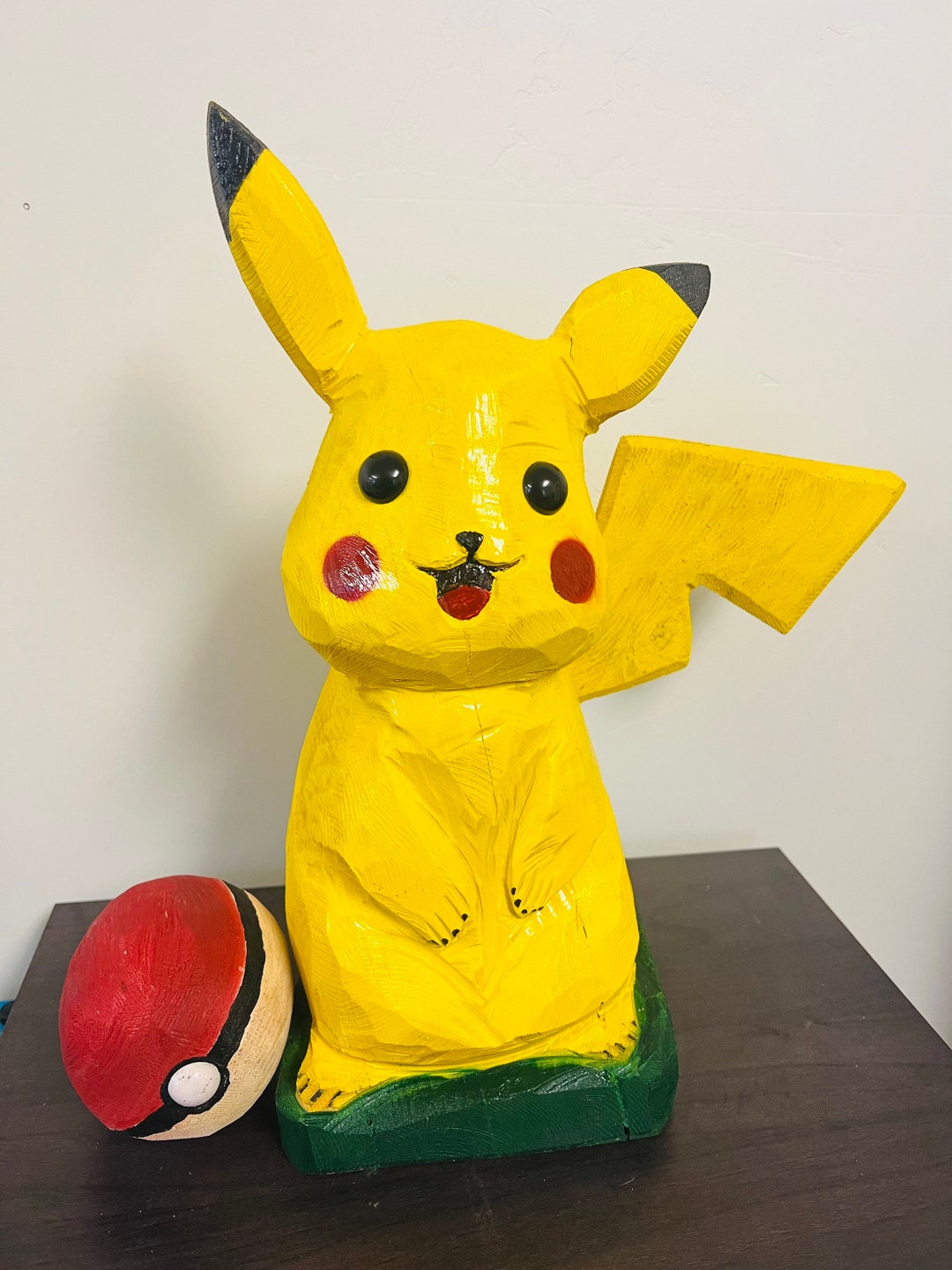 16 Inch Wooden Hand Carved Pikachu Sculpture - Etsy