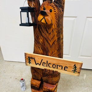 3ft Cedar Bear Chainsaw Carving With Welcome Sign * * - Etsy