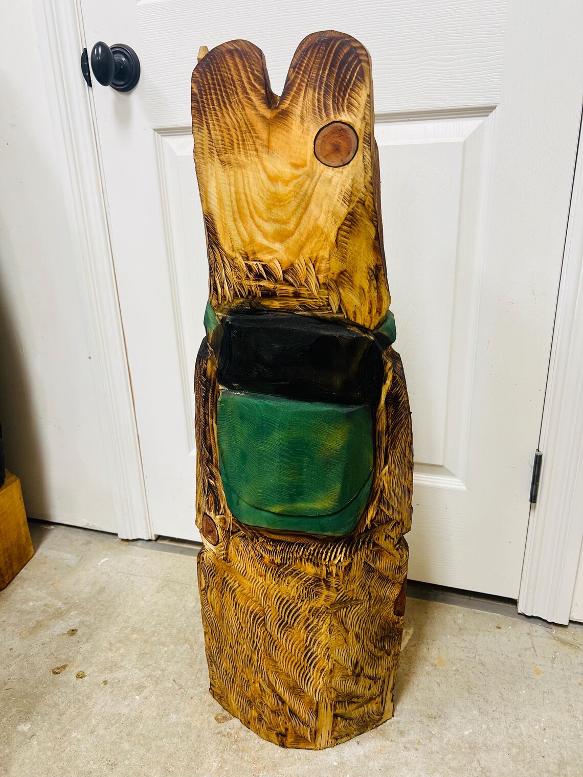 3ft Hiking Cedar Bear Chainsaw Carving With Walking Stick - Etsy