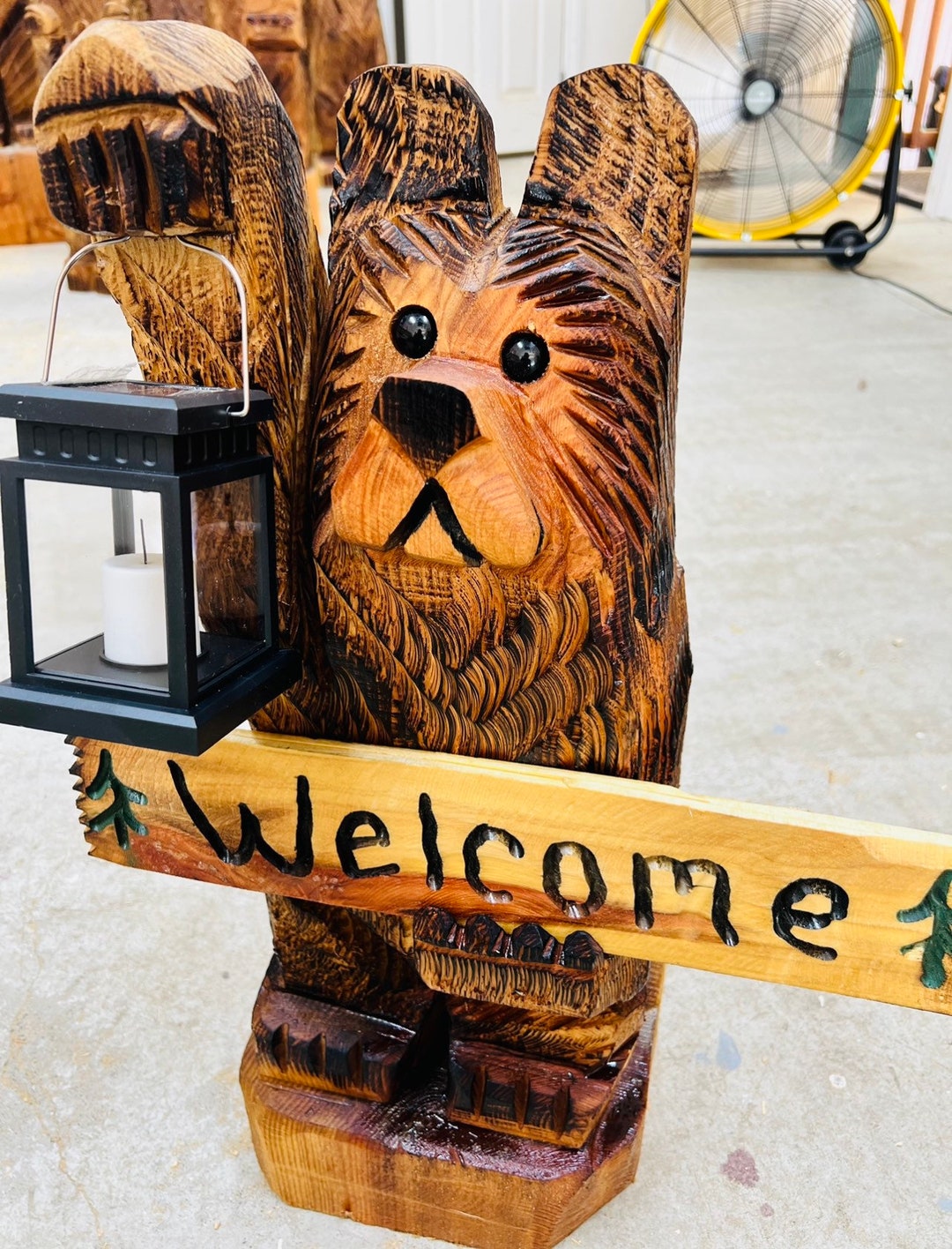 2ft Welcome Bear Chainsaw Carving With Personalized Sign - Etsy