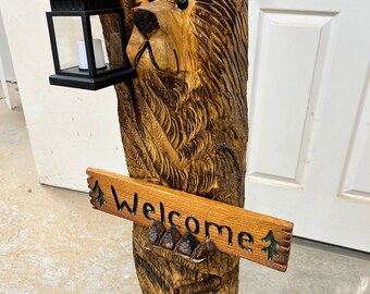 38 Welcome Bear on Stump Chainsaw Carving | Etsy