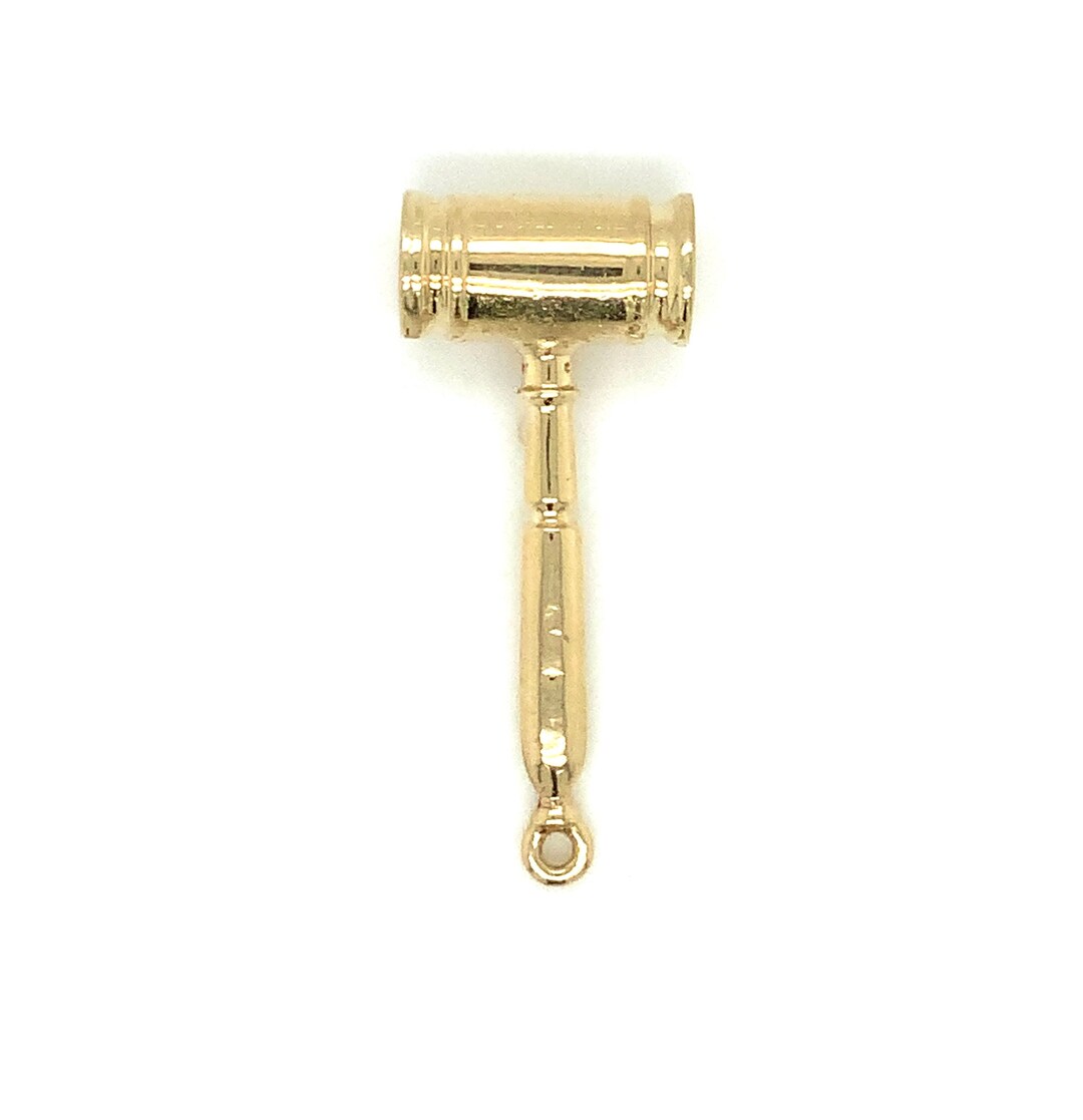 Circa 1950, Retro Gavel Charm/pendant, 14k Yellow Gold - Etsy