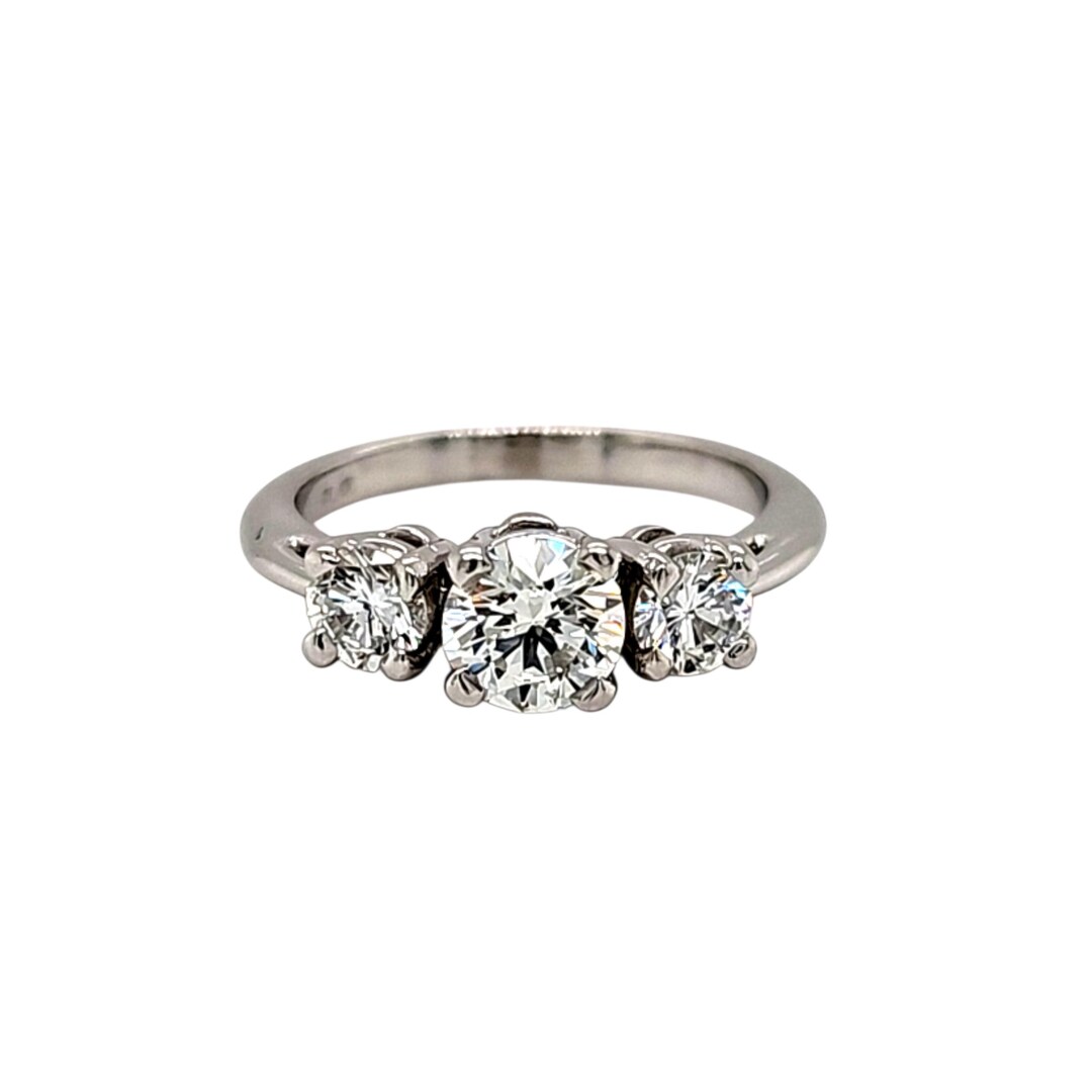 Vintage Platinum 3-stone 1.20ctw Diamond Ring. Size 5.5 - Etsy