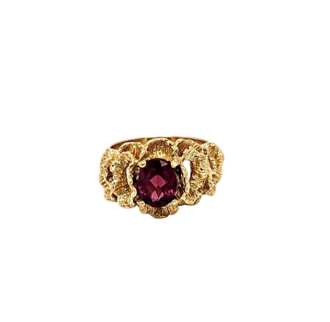 Circa 1990, a 14k Yellow Gold Oval Rhodolite Garnet Ring, Finger Size 6 ...
