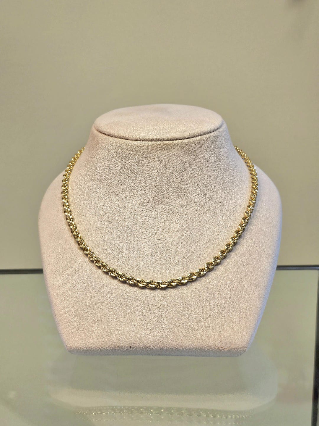 Circa 1990, a 20" Long X 3.5mm Wide 10k Yellow Gold Rope Chain With ...