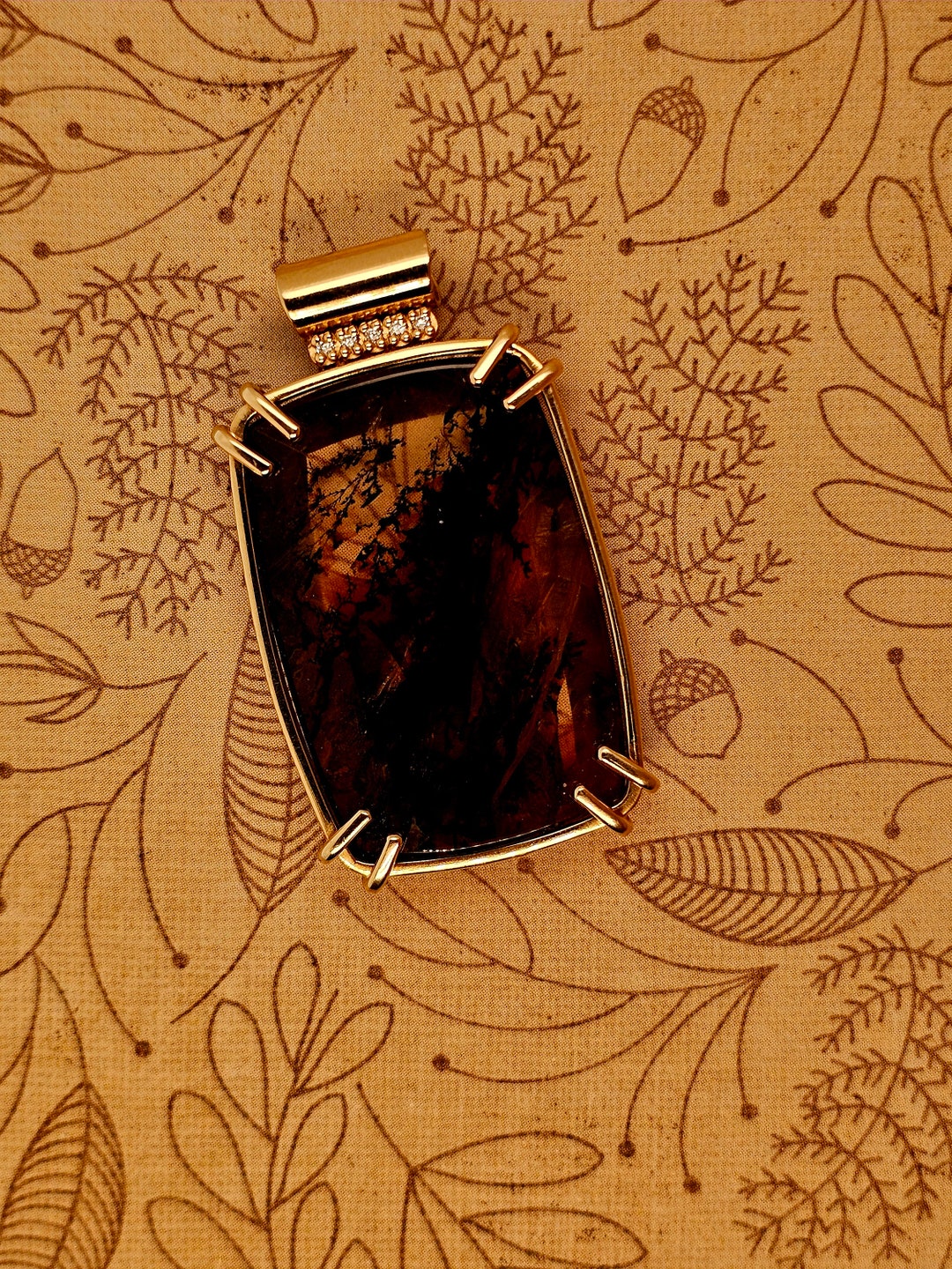 Circa 2020, a Handcrafted 14k Yellow Gold Dendritic Quartz Tablet ...