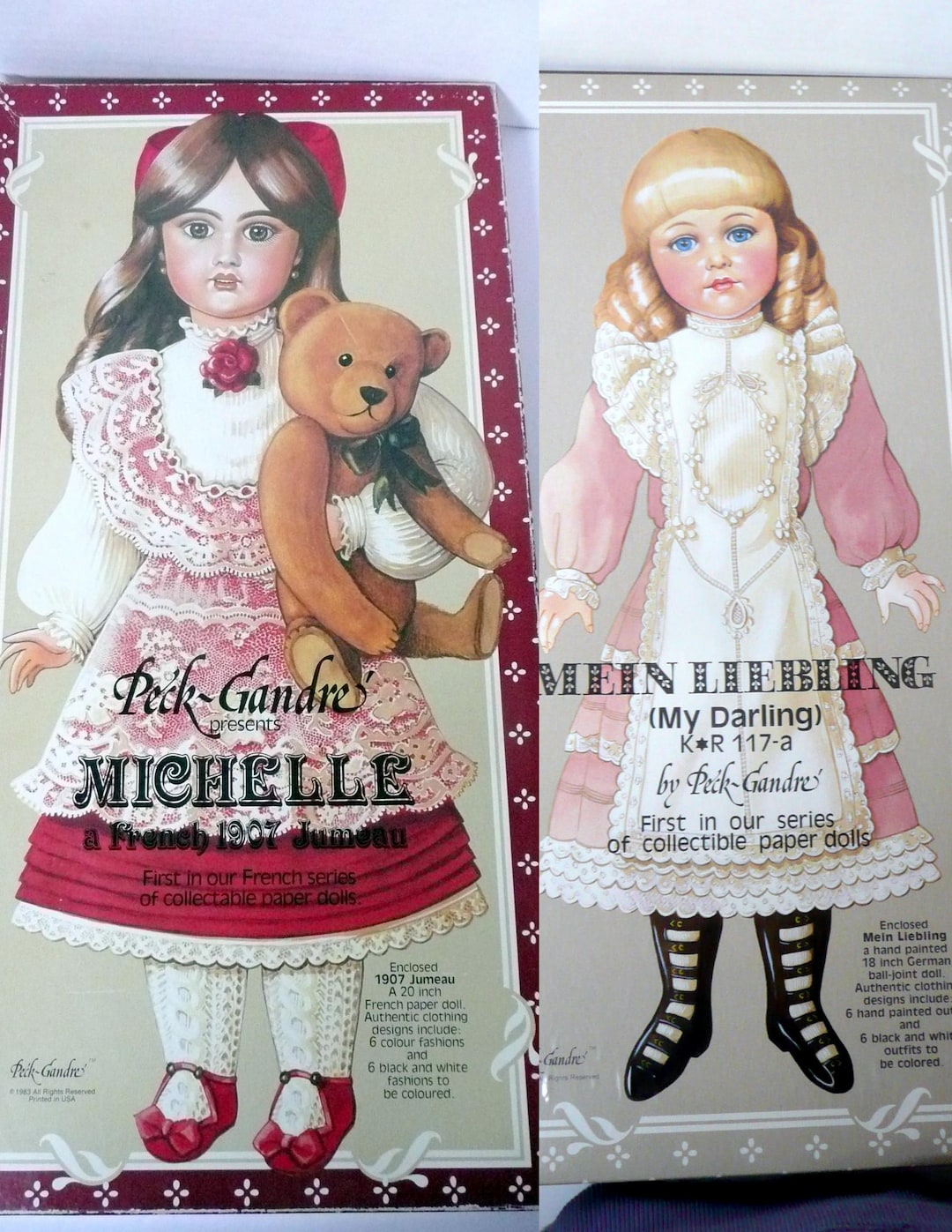 Vintage Peck Gandre Complete Sets of Boxed French and German Paper ...